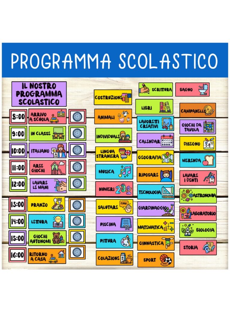 Le routine con orario scolastico (materiale a colori) • Edudoro