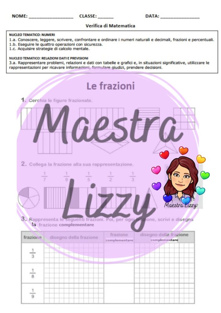 Verifica sulle Frazioni • Edudoro