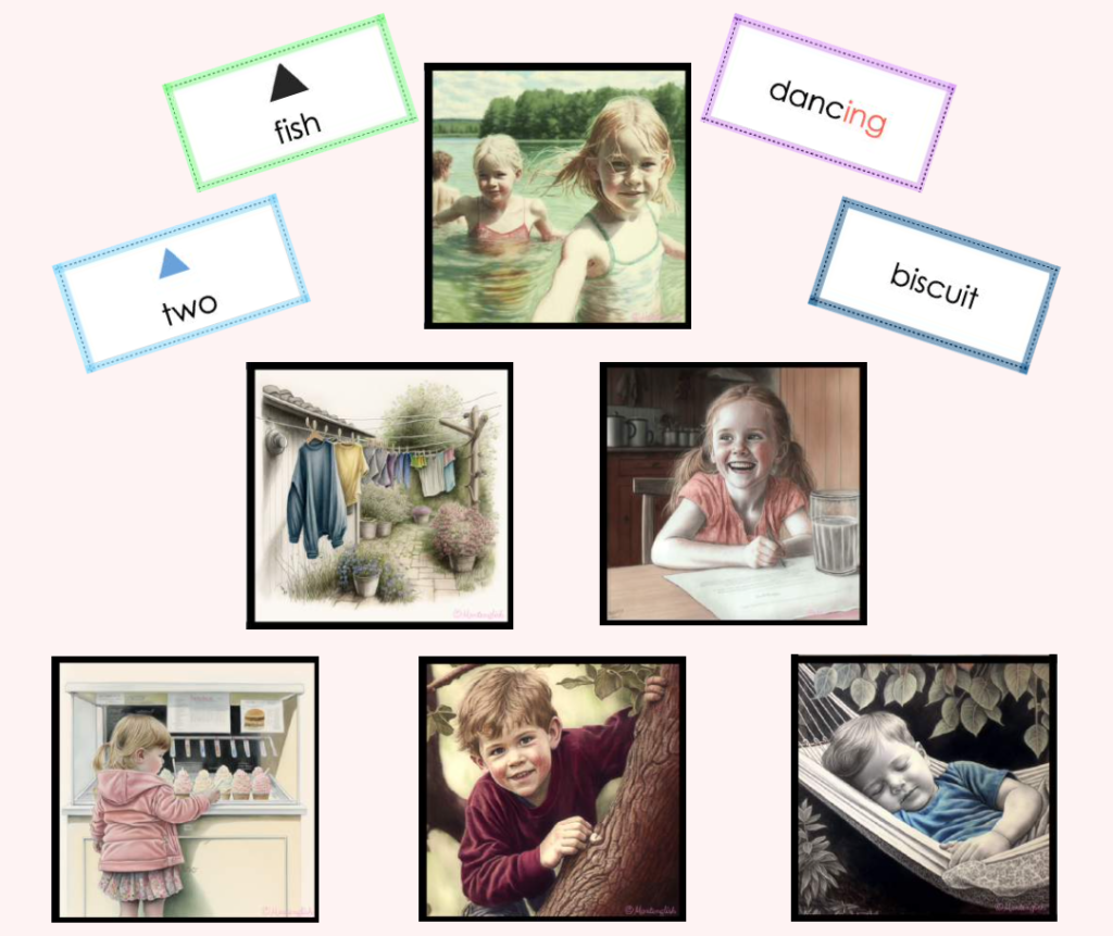 Picture description with Montessori grammar symbols: SET 2 • Edudoro