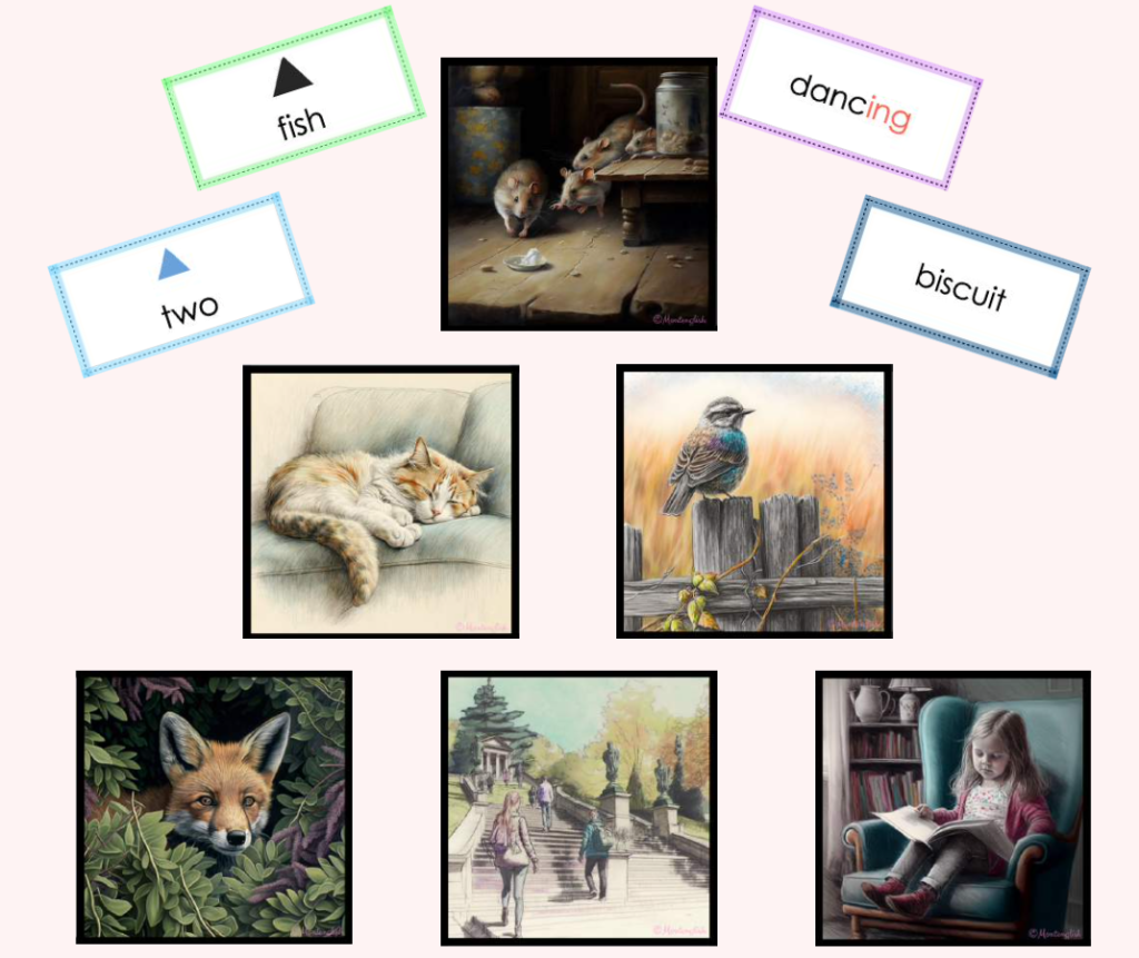 Picture description with Montessori grammar symbols: SET 3 • Edudoro