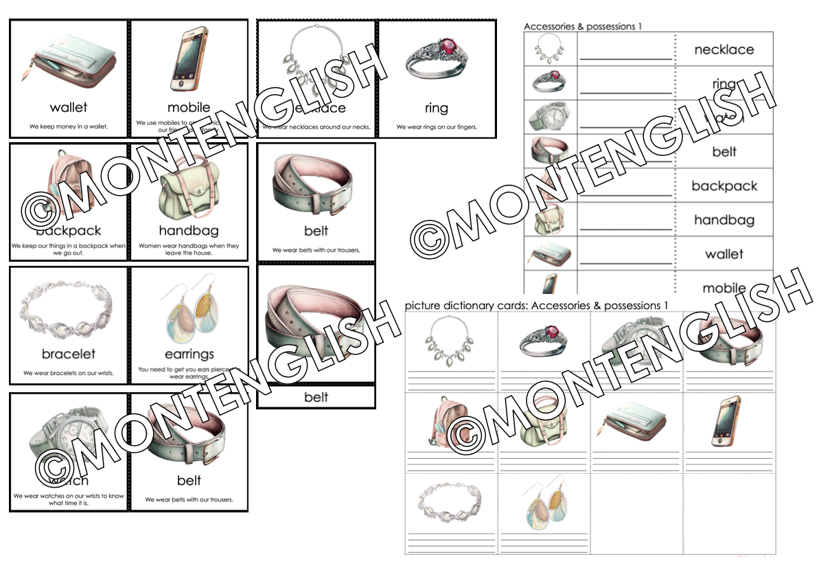 Vocabulary Enrichment Set: Accessories & personal possessions SET 1 ...