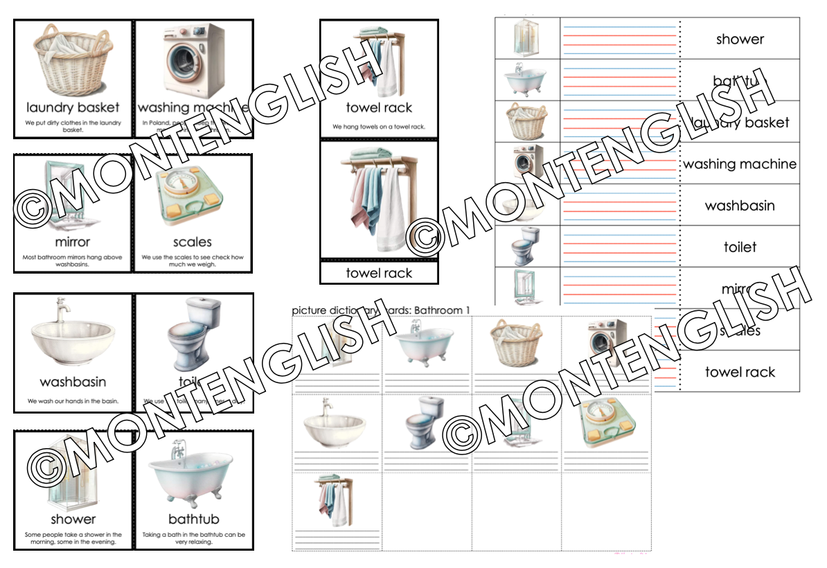 Vocabulary Enrichment Set: In the bathroom SET 1 • Edudoro