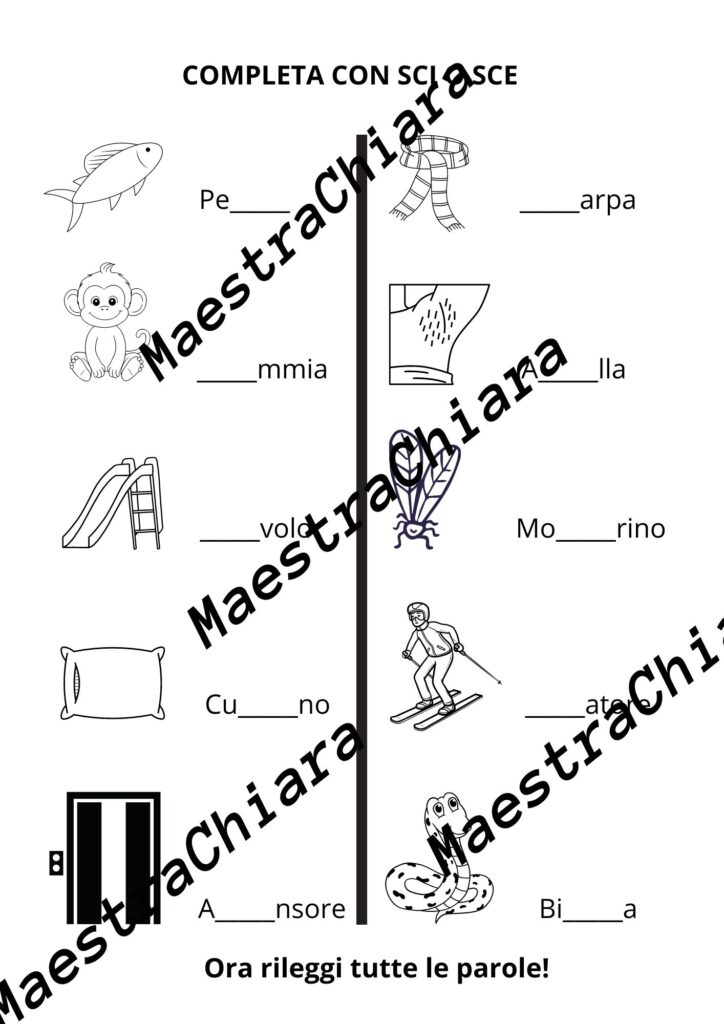 Esercizi su SCI e SCE classe prima primaria • Edudoro