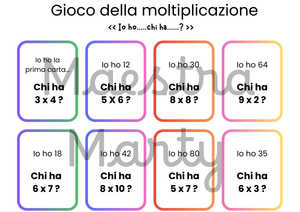 Il gioco della moltiplicazione • Edudoro