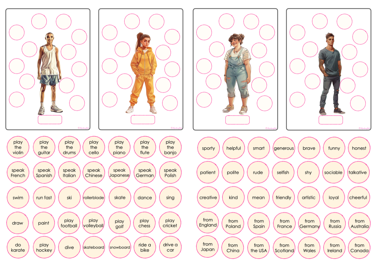 Speaking Cards: to be, have got, can, is wearing • Edudoro