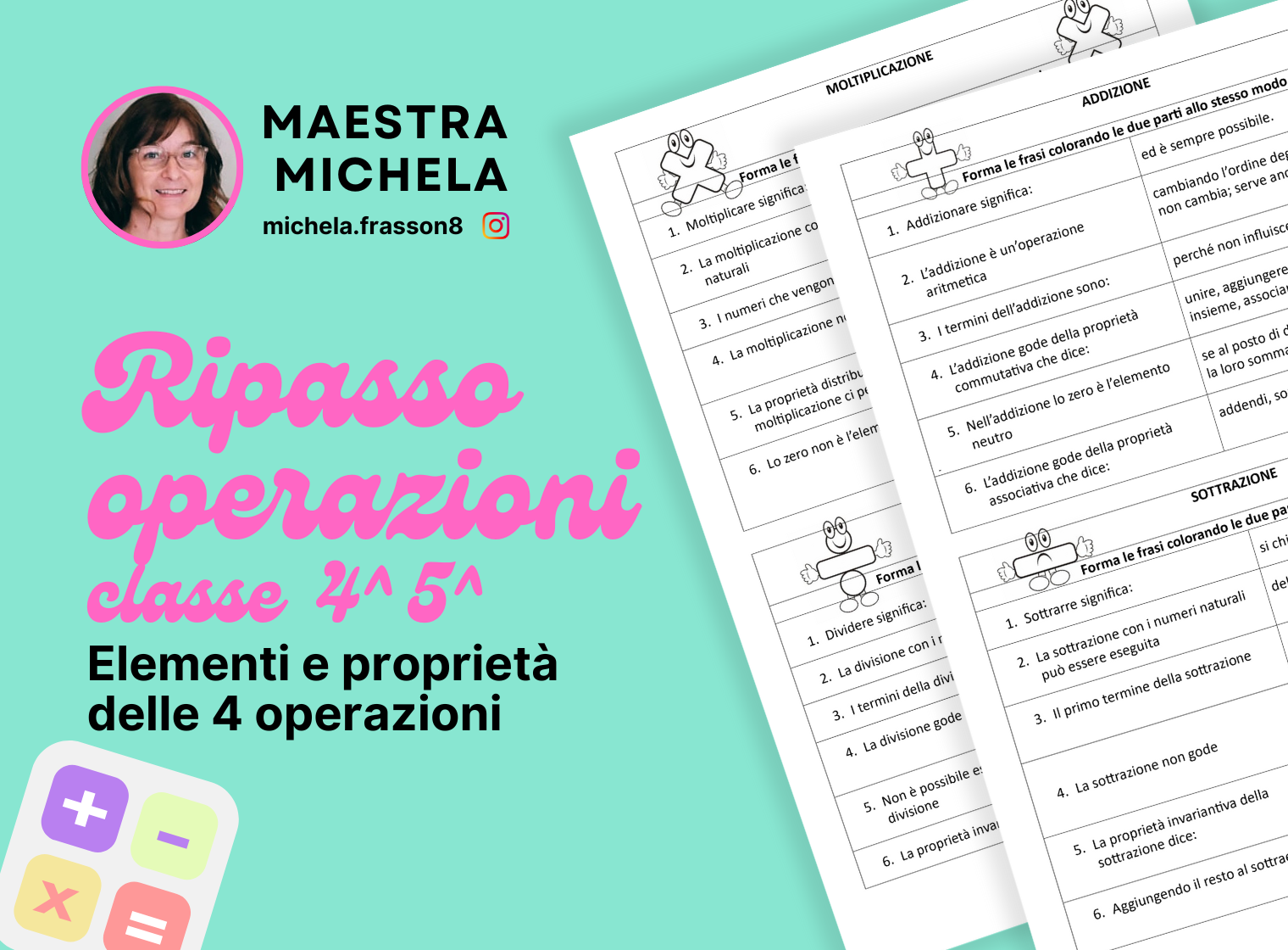 Ripasso su caratteristiche e proprietà delle 4 operazioni classe 4^ e 5 ...