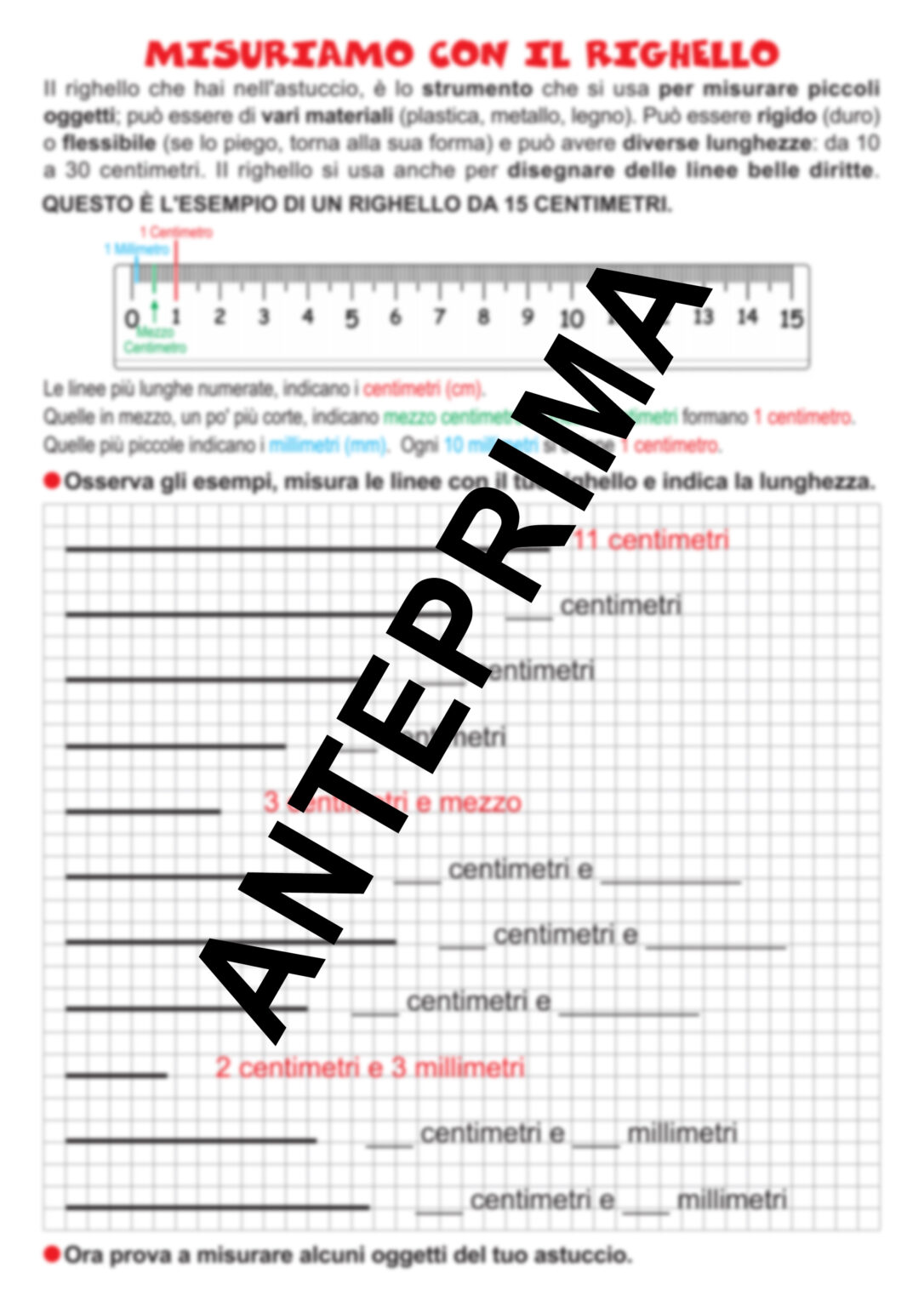 MISURARE CON IL RIGHELLO CLASSE SECONDA PRIMARIA • Edudoro