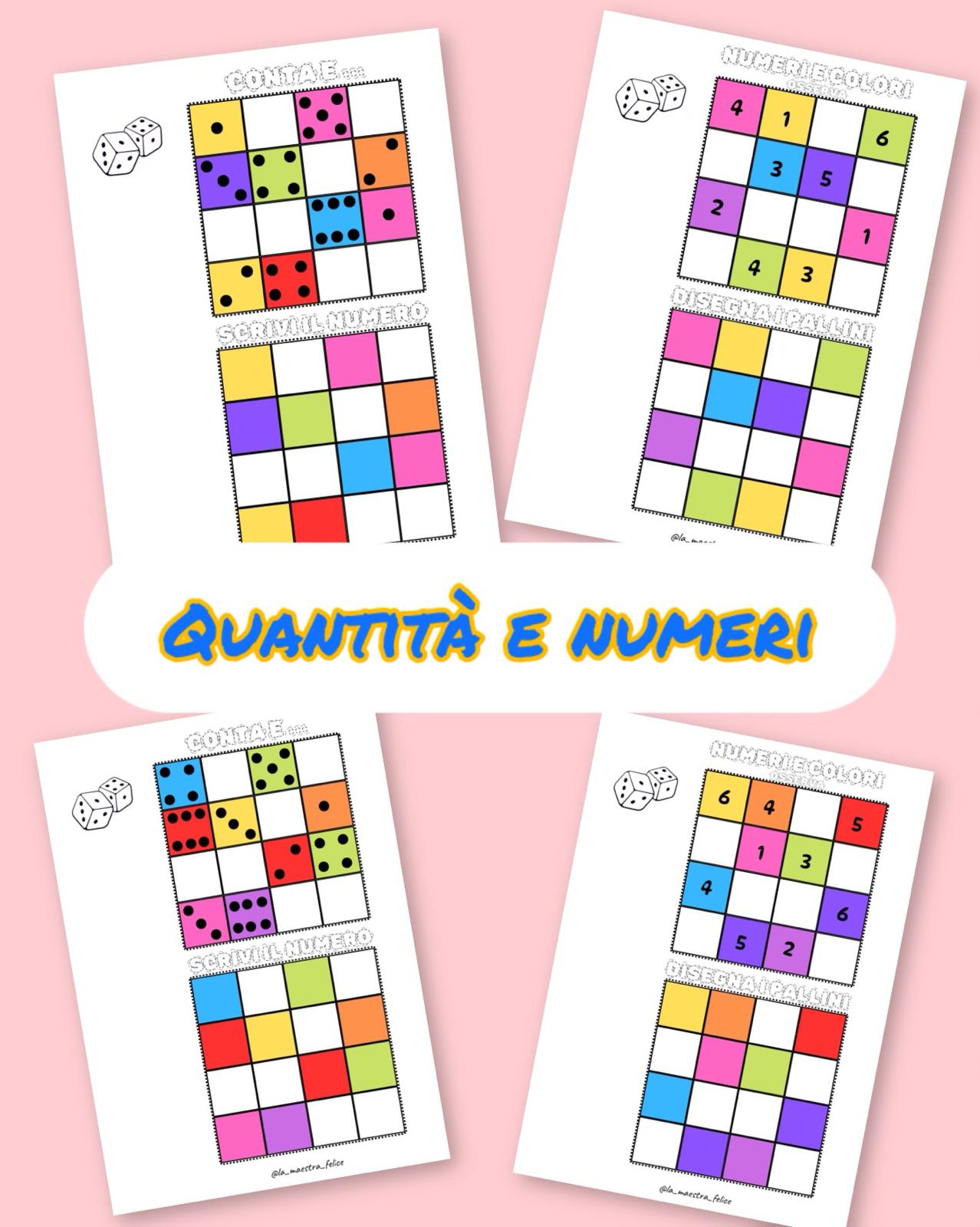 Quantità e numeri con i dadi • Edudoro
