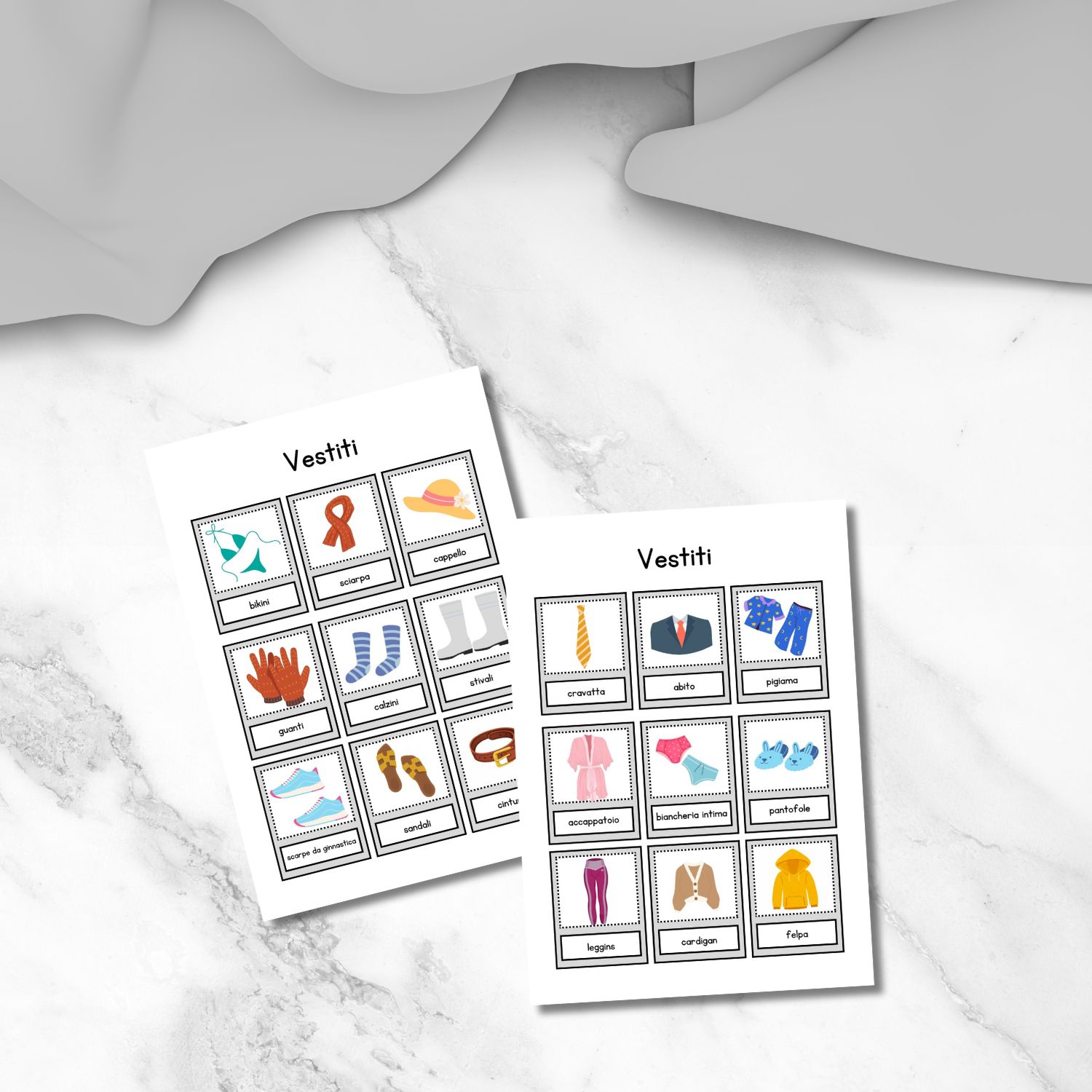 Flashcards vestiti in italiano • Edudoro