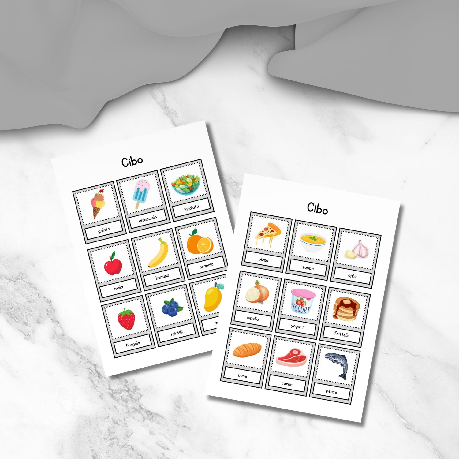 Flashcards cibo in italiano • Edudoro