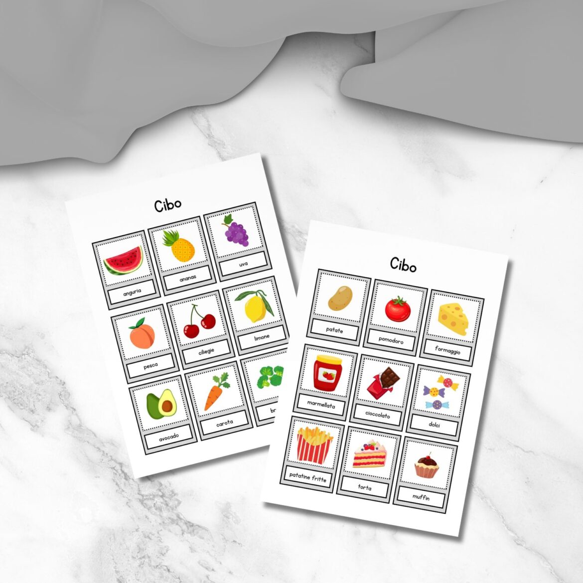 Flashcards cibo in italiano • Edudoro