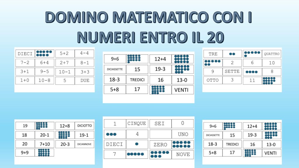 Domino matematico con i numeri entro il 20 • Edudoro