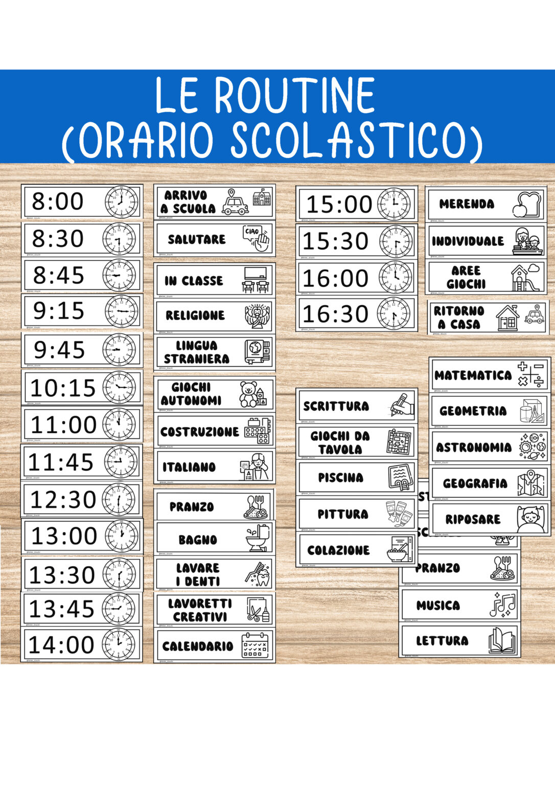 Le routine con orario scolastico (scuola primaria) • Edudoro