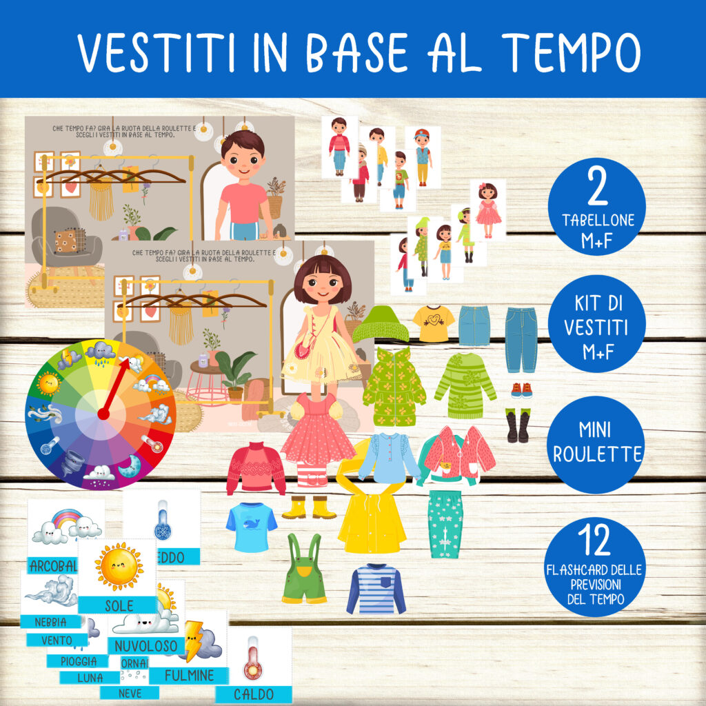 🧥 Vestiti in base al tempo – PDF stampabile a colori • Edudoro