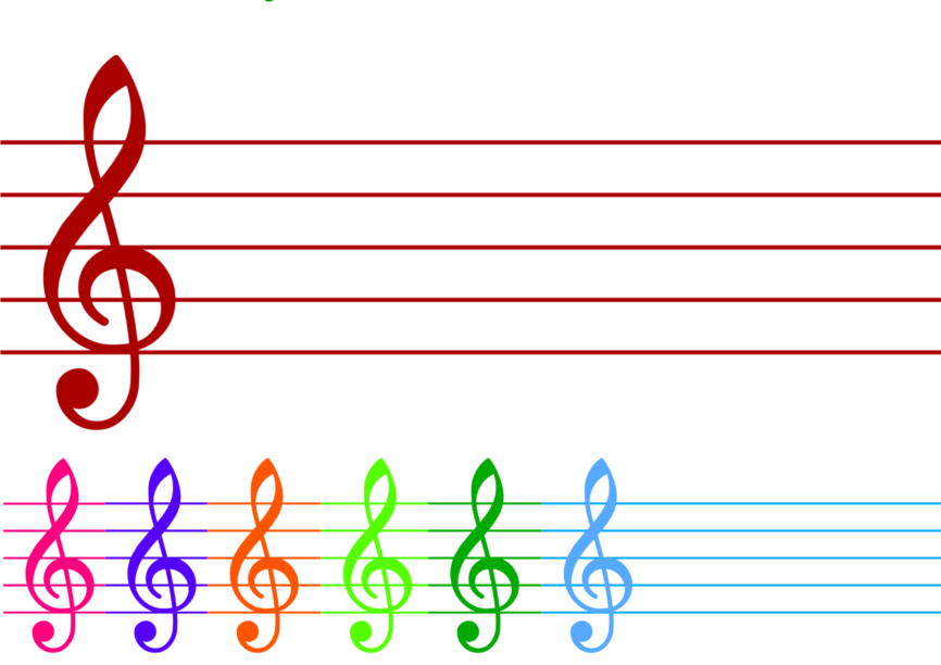 Pentagrammi colorati e chiavi Sol • Edudoro