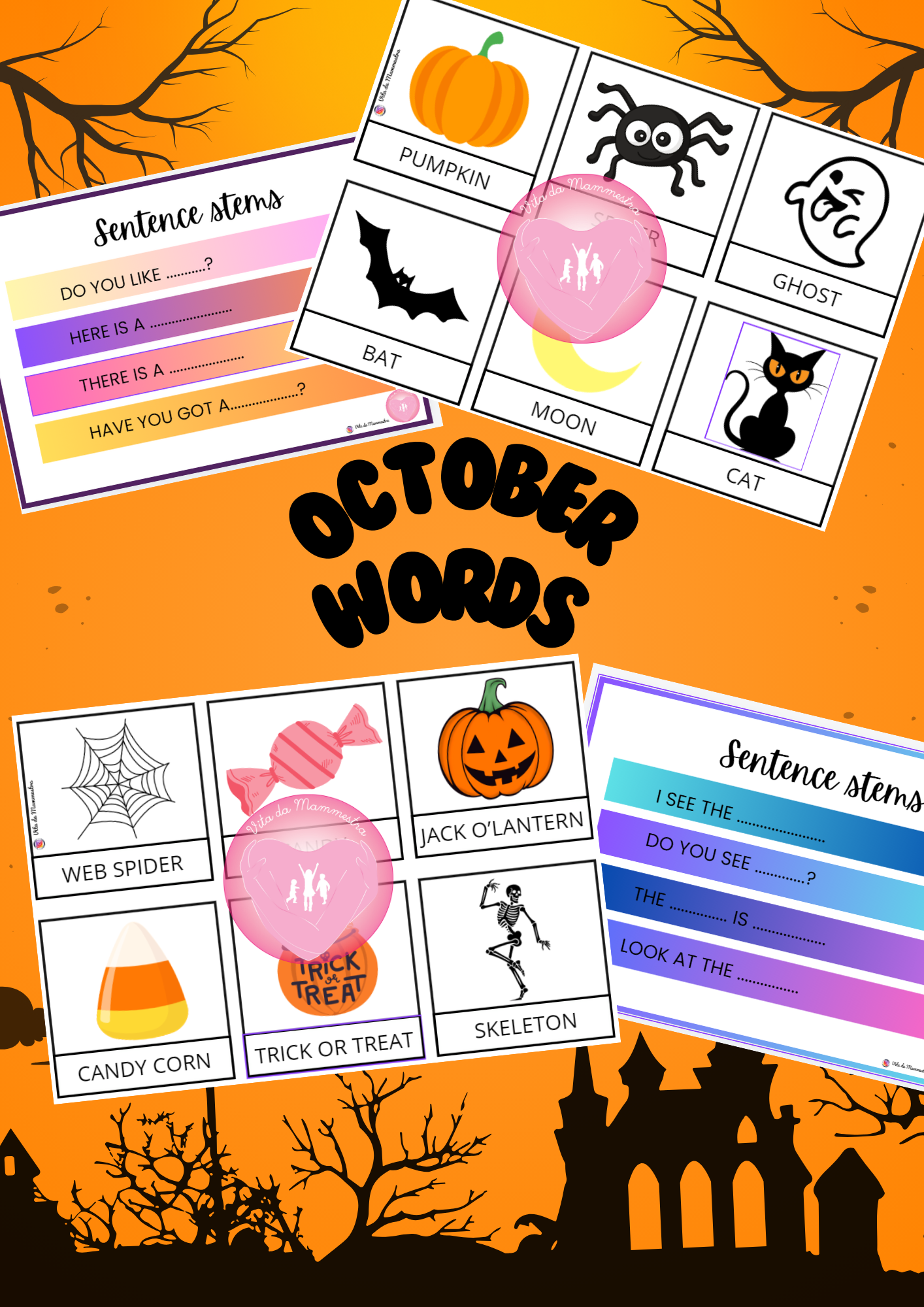 Flashcards - October words di Vita da Mammestra • Edudoro