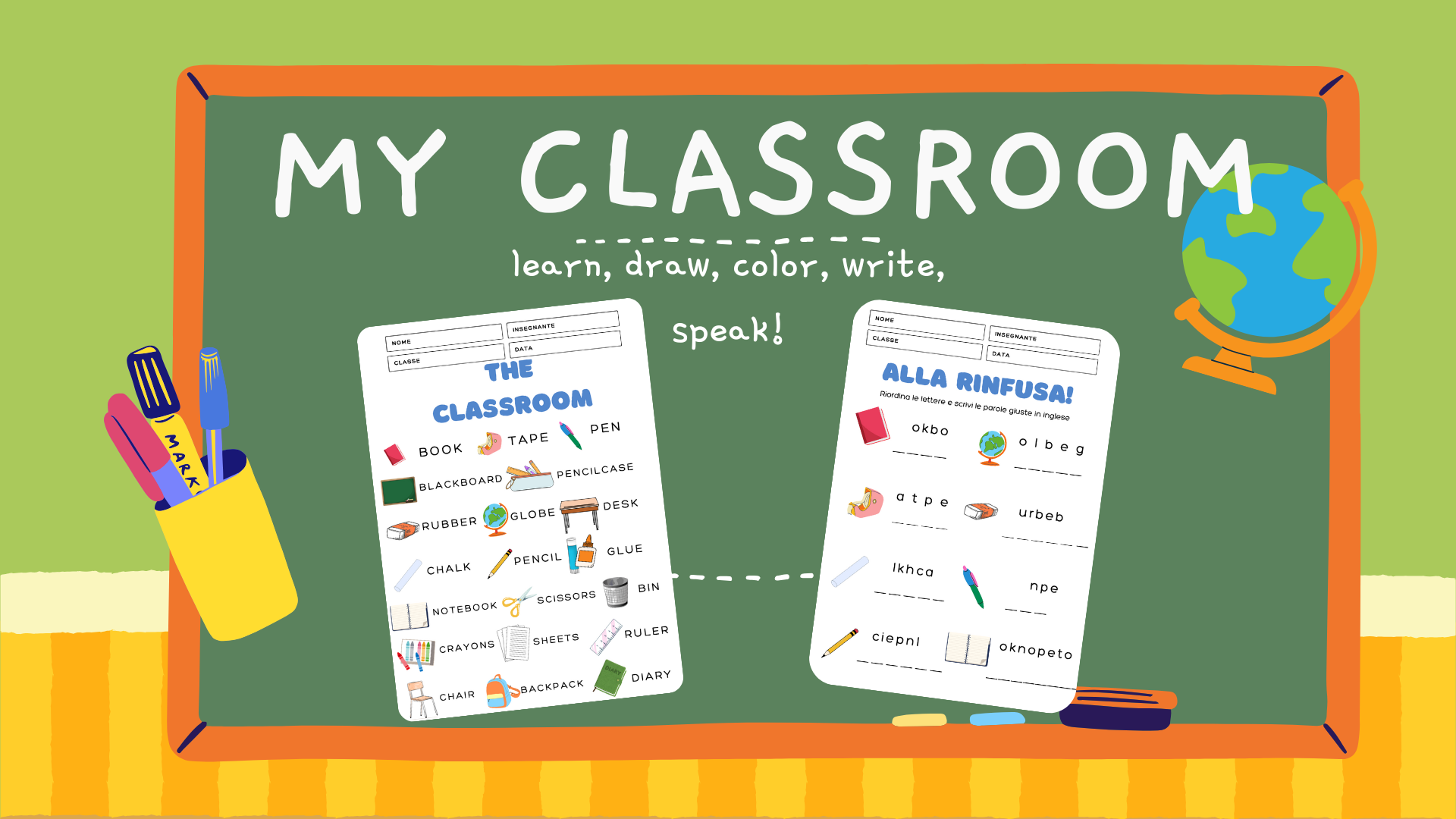 Classroom objects_gli oggetti della classe VOCABOLARIO INGLESE • Edudoro