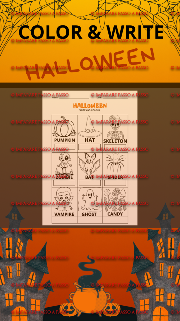 Let's color and write halloween! • Edudoro