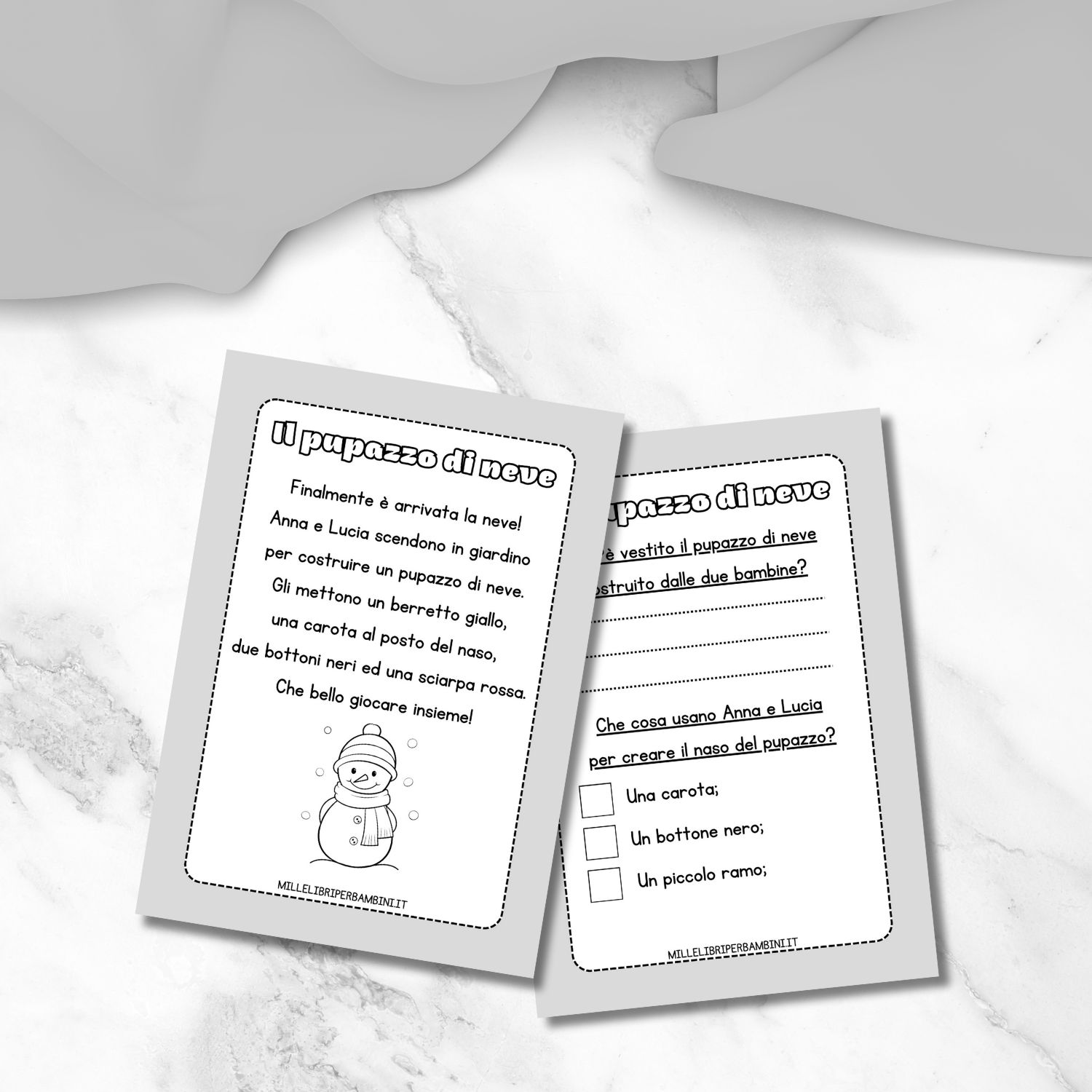 Lettura con domande di comprensione "Il pupazzo di neve" • Edudoro