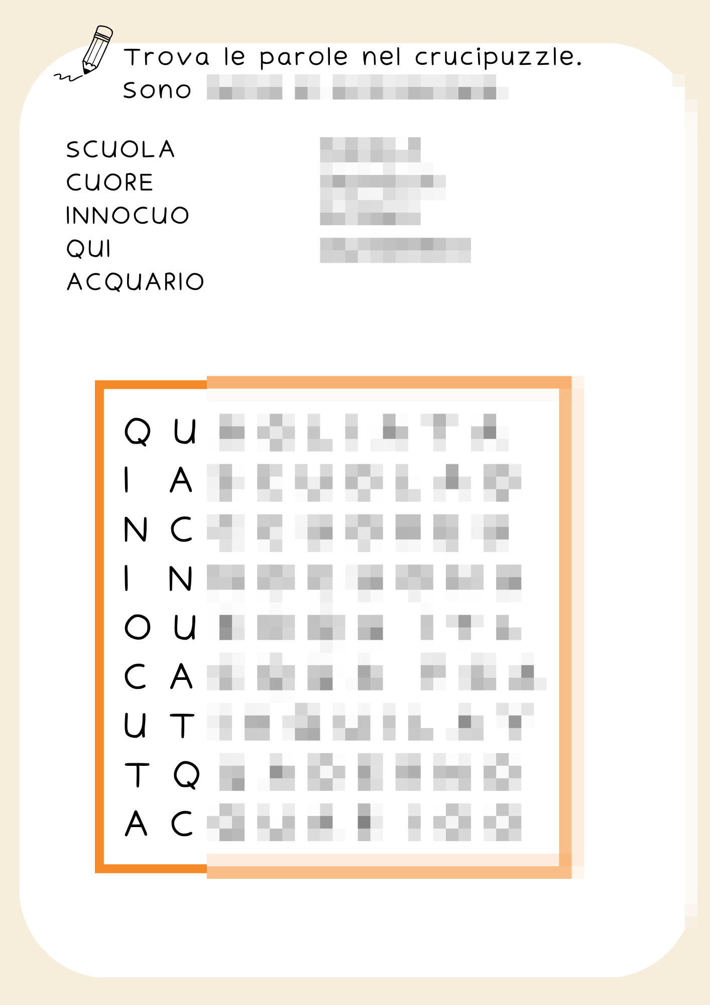 Crucipuzzle delle Parole con “Cu”, “Qu” e Parole Capricciose • Edudoro