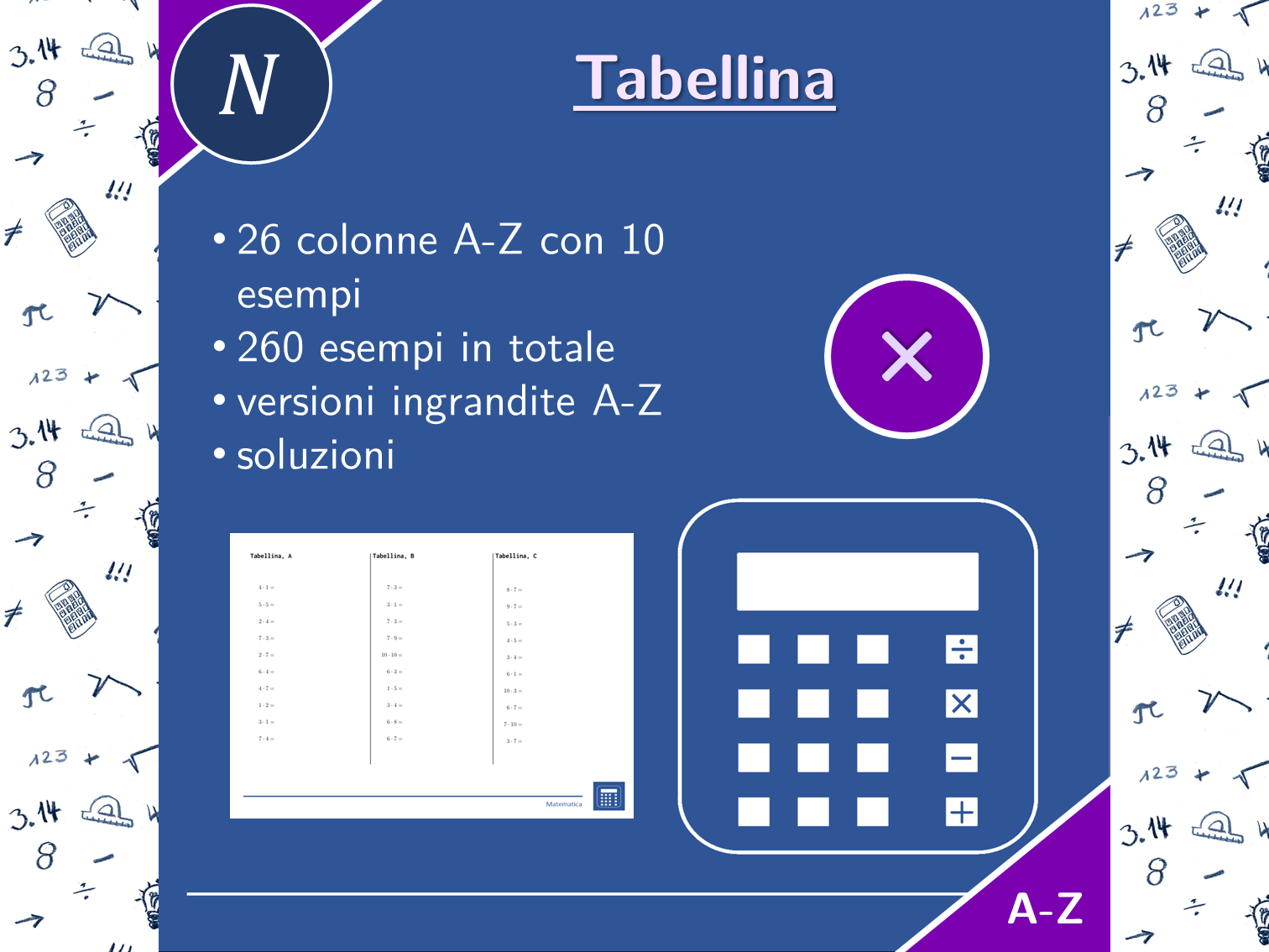 Tabellina | matematica | 26 colonne • Edudoro