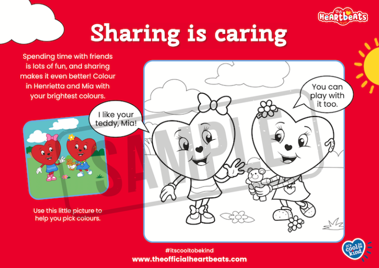 The Heartbeats - Sharing is caring - Colouring • Edudoro