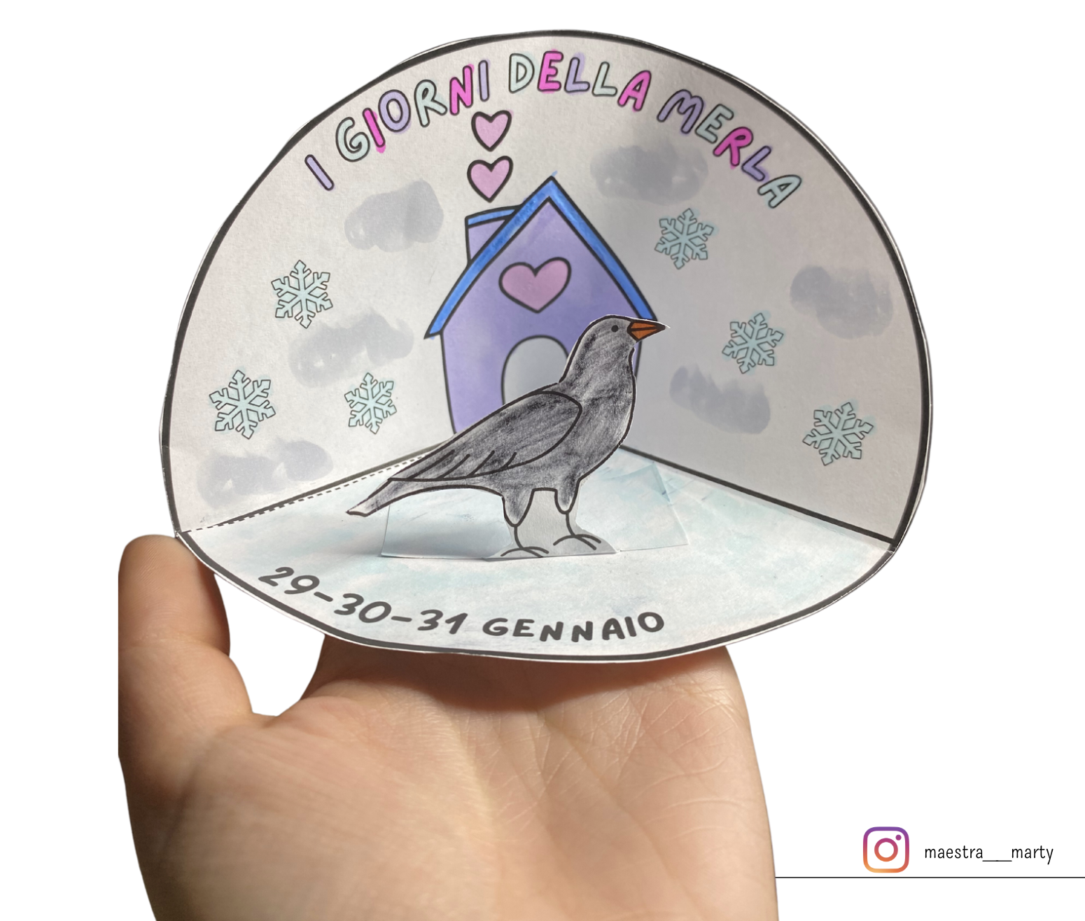 MATRICE 3D-I GIORNI DELLA MERLA con filastrocca • Edudoro