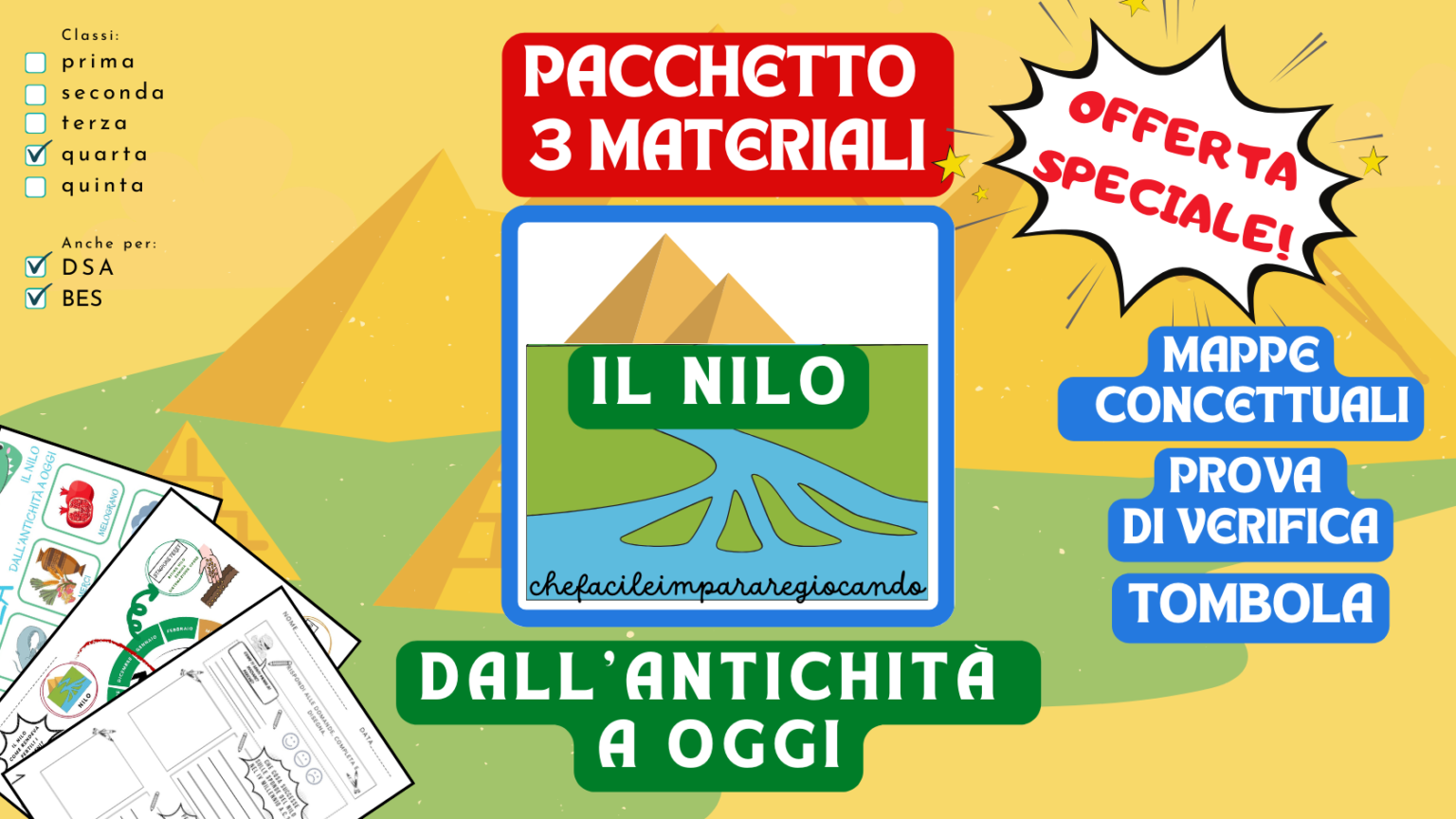 GLI EGIZI -IL FIUME NILO -3 MATERIALI: MAPPE,TOMBOLA,VERIFICA -OFFERTA ...