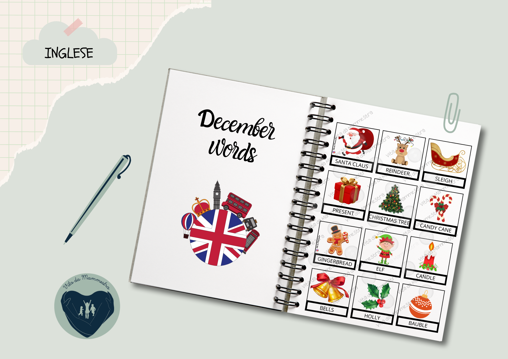 Flashcards - December words di Vita da Mammestra • Edudoro