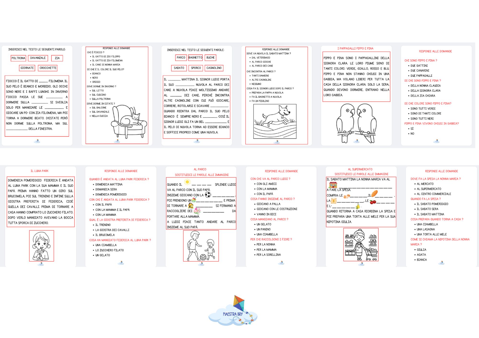 LETTURE IN STAMPATO MAIUSCOLO CON DOMANDE DI COMPRENSIONE • Edudoro