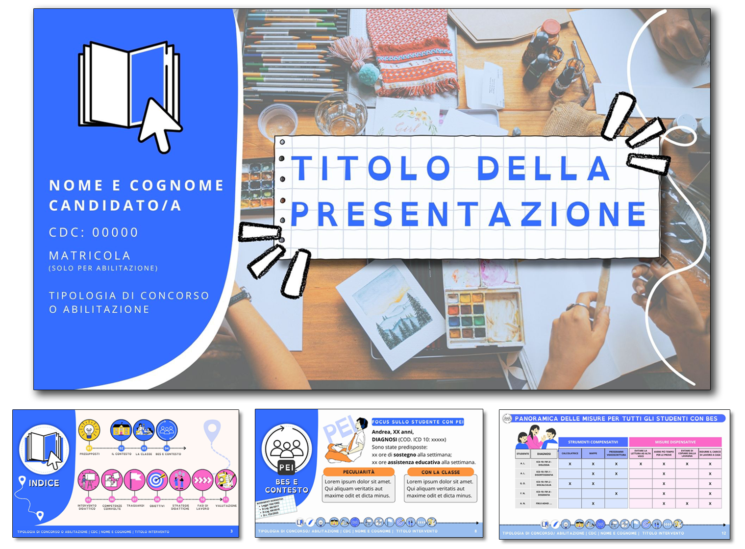 MODELLO CANVA di Lezione Simulata con INDICE LINKATO Scuola Secondaria di I e di II grado (vuoto ...