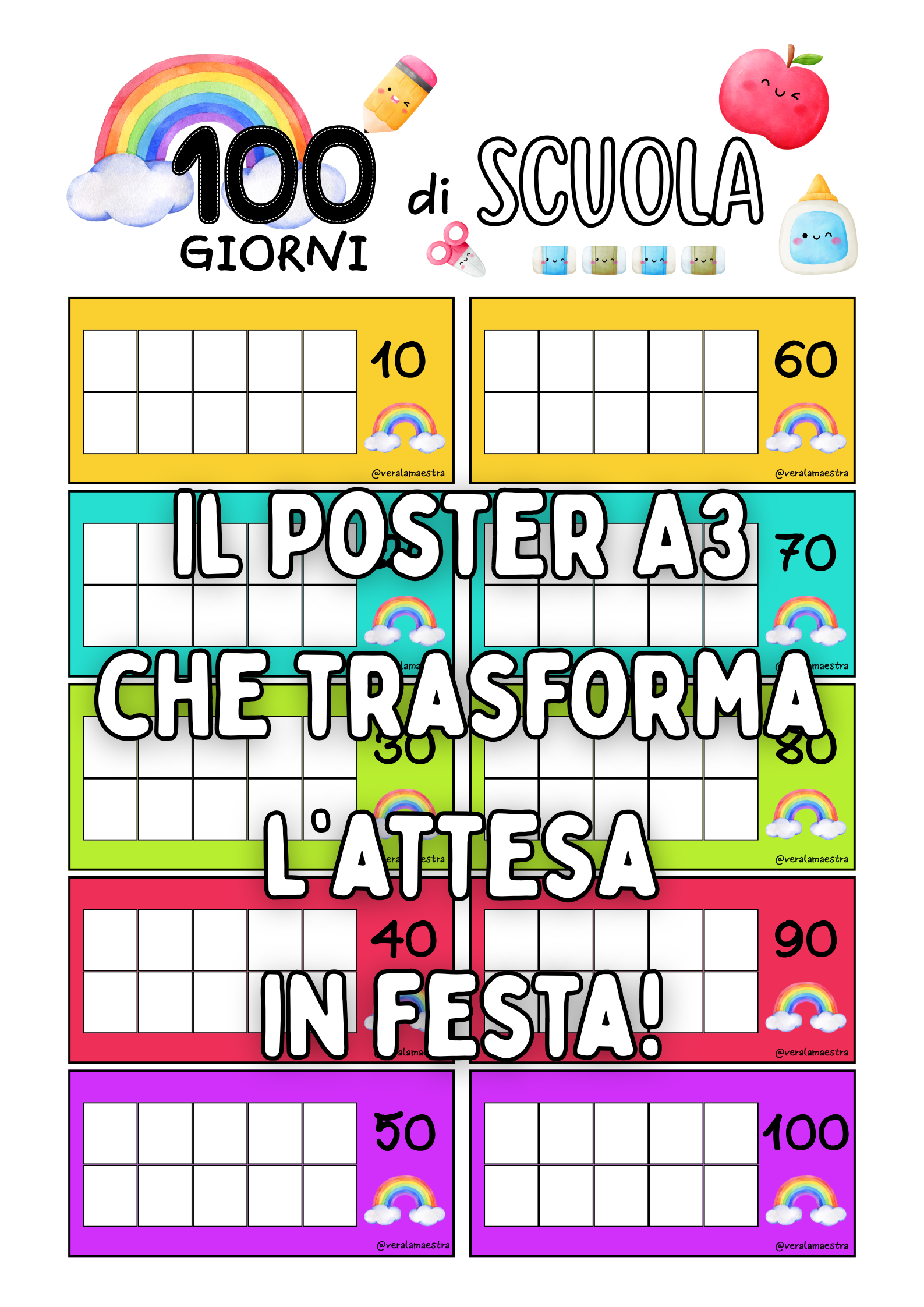 100 Giorni di Scuola – Poster A3 per la Scuola Primaria • Edudoro