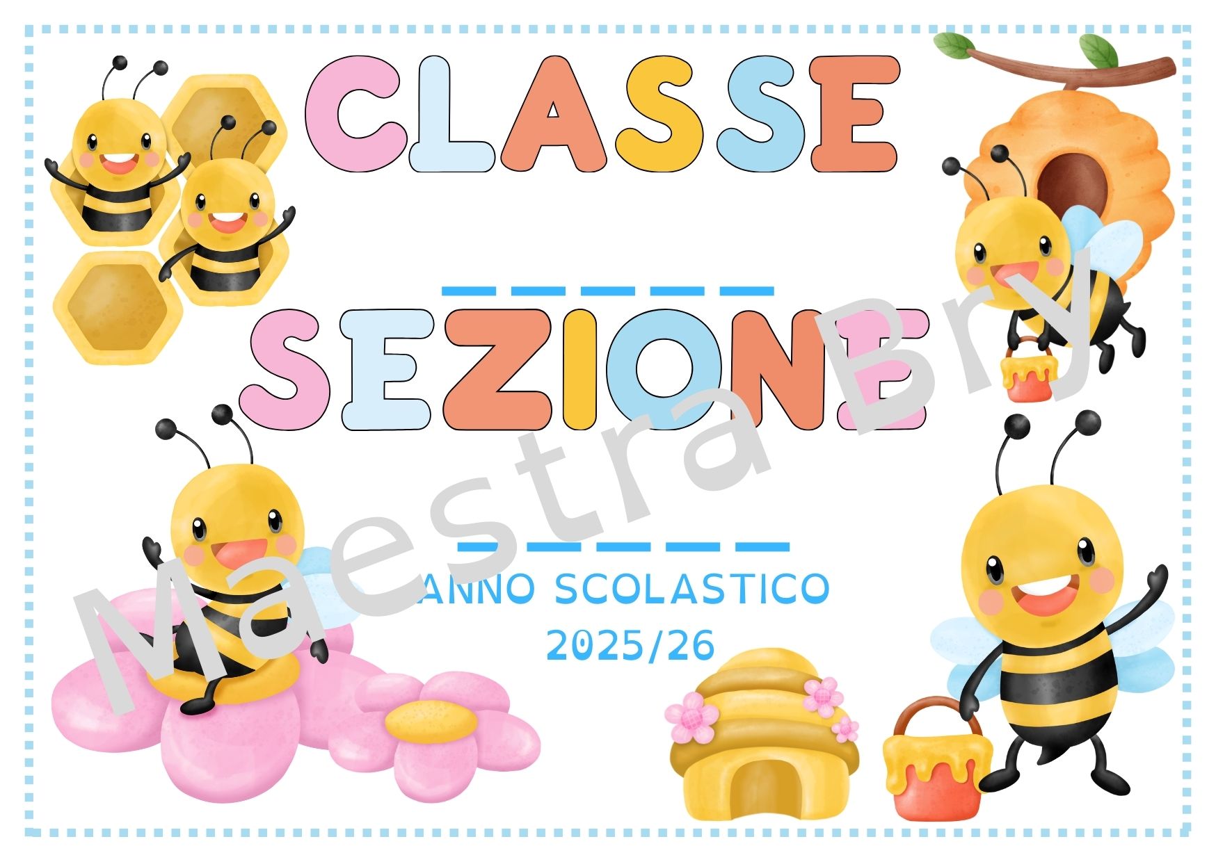 CARTELLINO CLASSE E SEZIONE A TEMA APE • Edudoro
