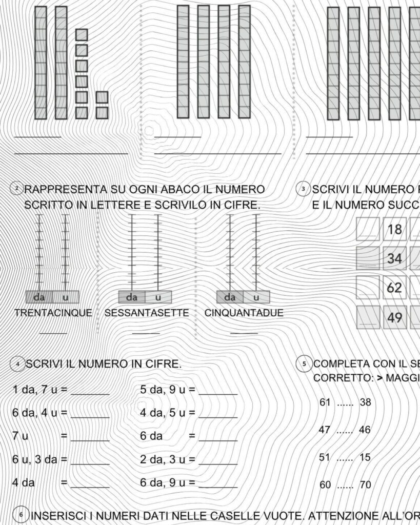 Verifica di matematica (numeri fino a 70) - classe seconda • Edudoro
