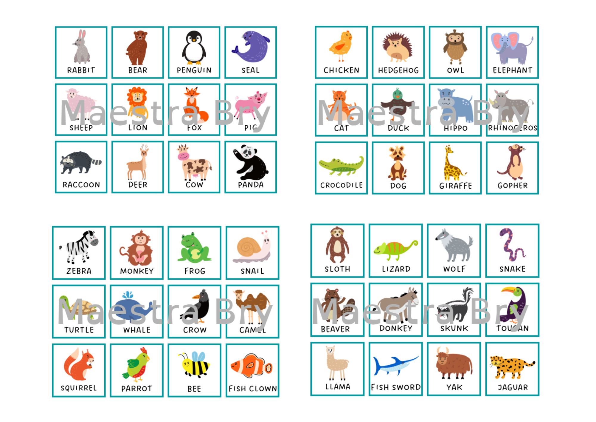 MEMORY ANIMALI IN INGLESE • Edudoro