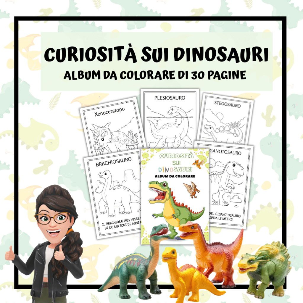 Curiosità sui dinosauri - Album da colorare di 30 pagine • Edudoro