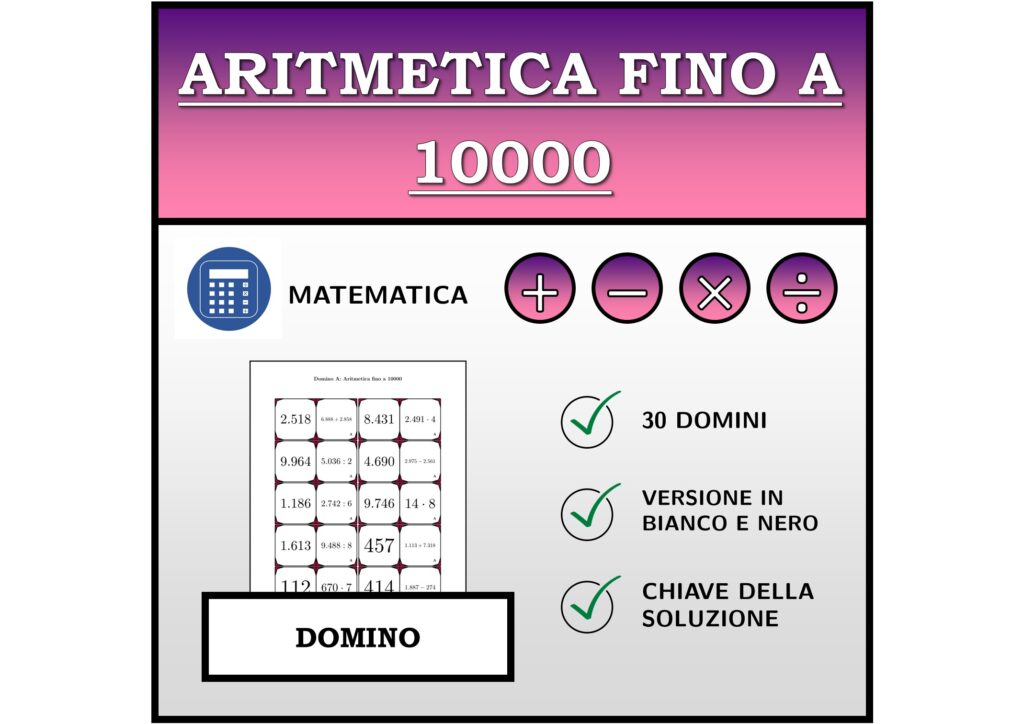 Domino - Aritmetica fino a 10000 | Attività Matematica • Edudoro
