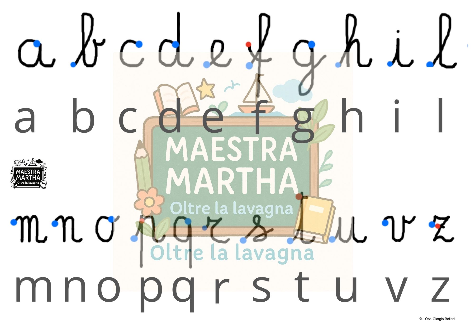 🖋 Striscia dell’alfabeto corsivo Bollato – maiuscolo e minuscolo • Edudoro