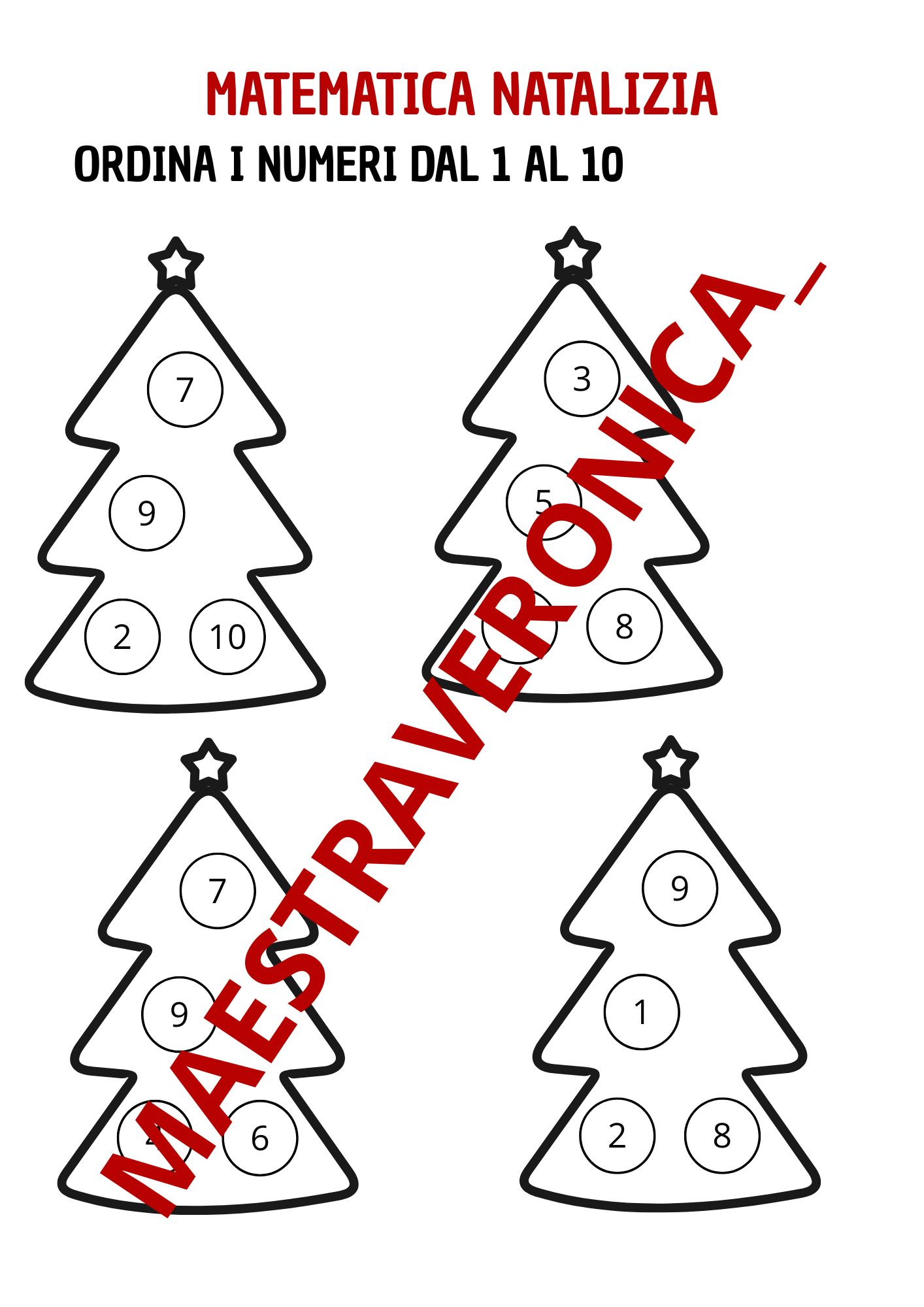 Matematica natalizia - ordina i numeri • Edudoro