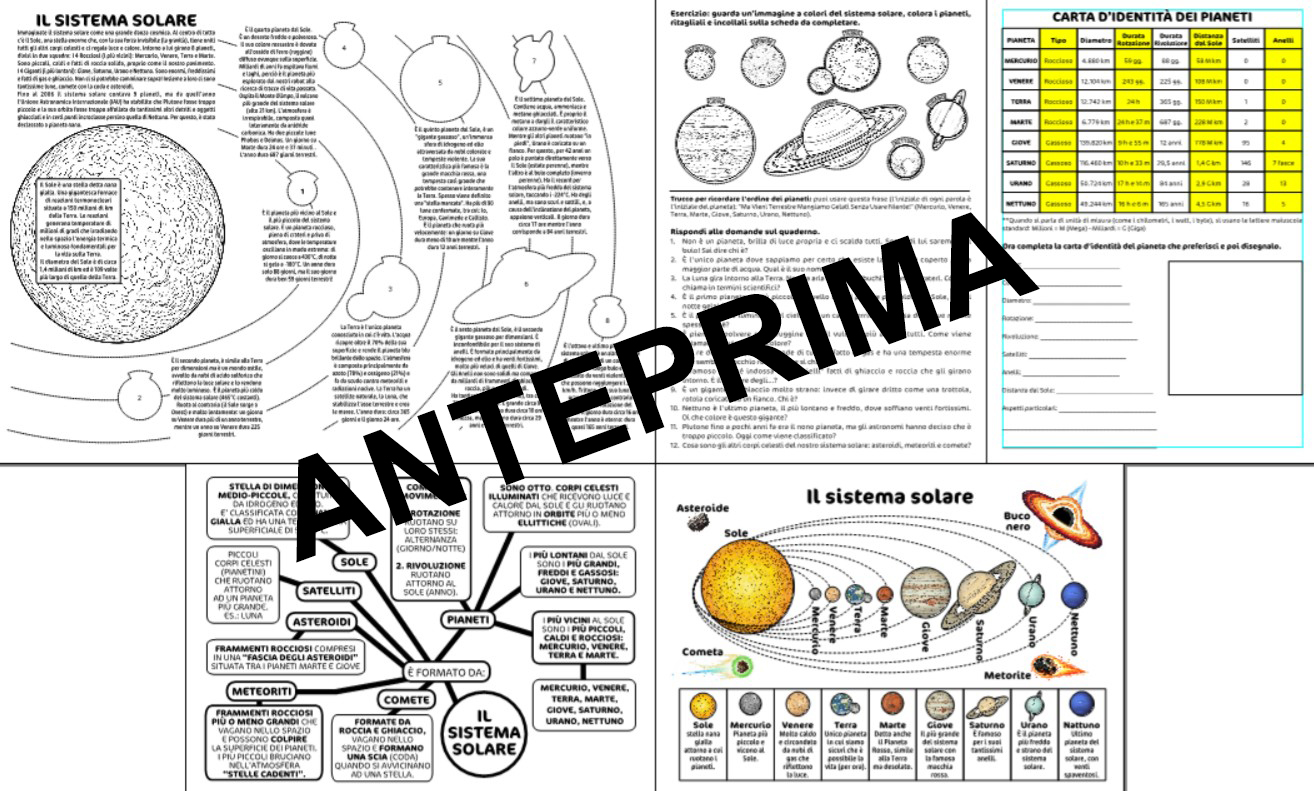IL SISTEMA SOLARE COMPLETO E DA COMPLETARE CON ESERCIZI CLASSE QUINTA ...