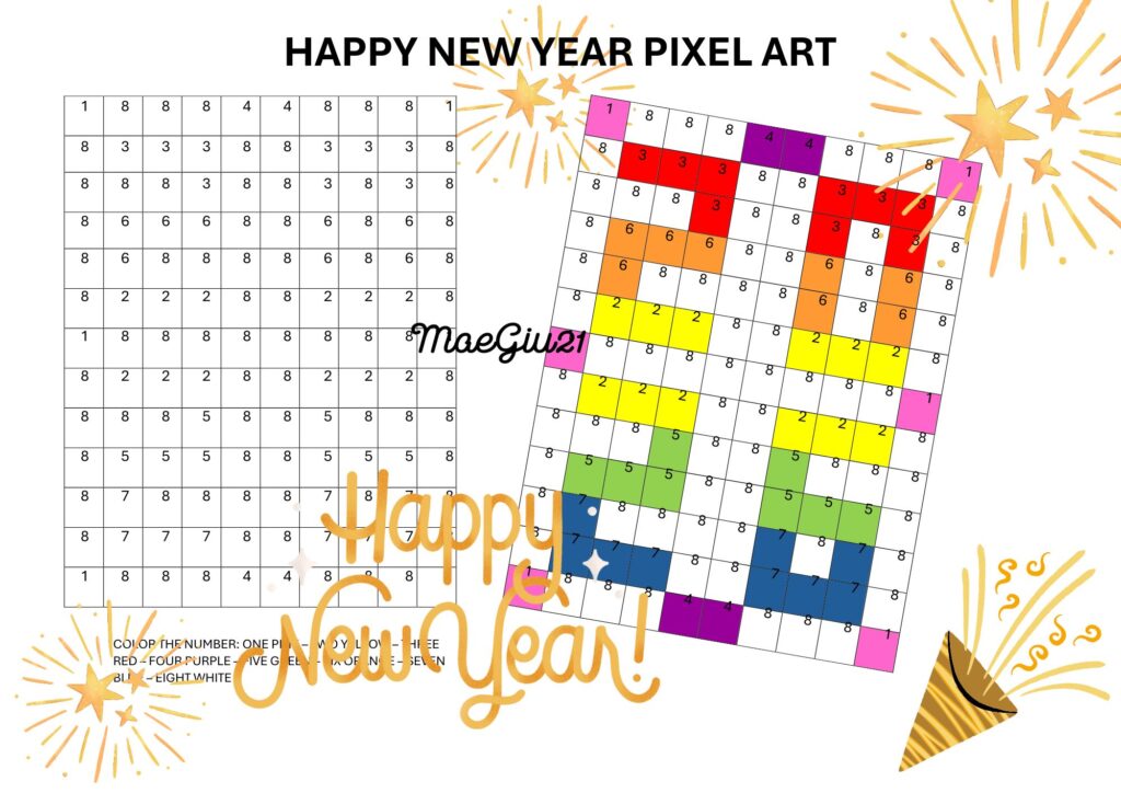 Happy new year - pixel art • Edudoro