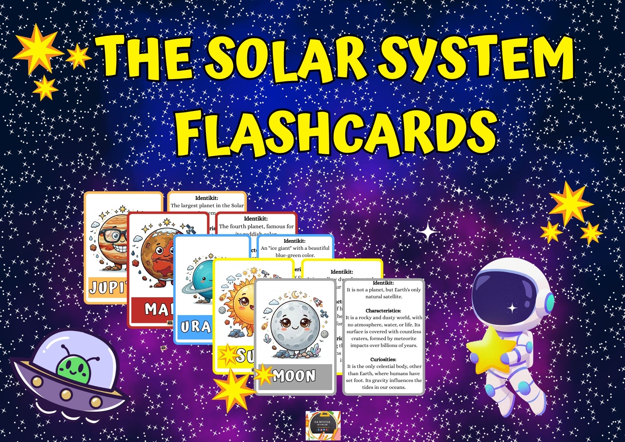 🚀 The Solar System Flashcards - CLIL & English Version • Edudoro