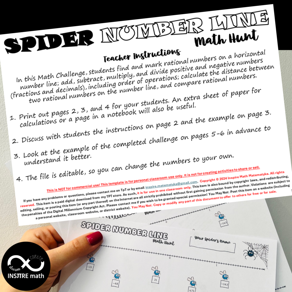 Spider Number Line | Positive and Negative Fractions and Decimals • Edudoro
