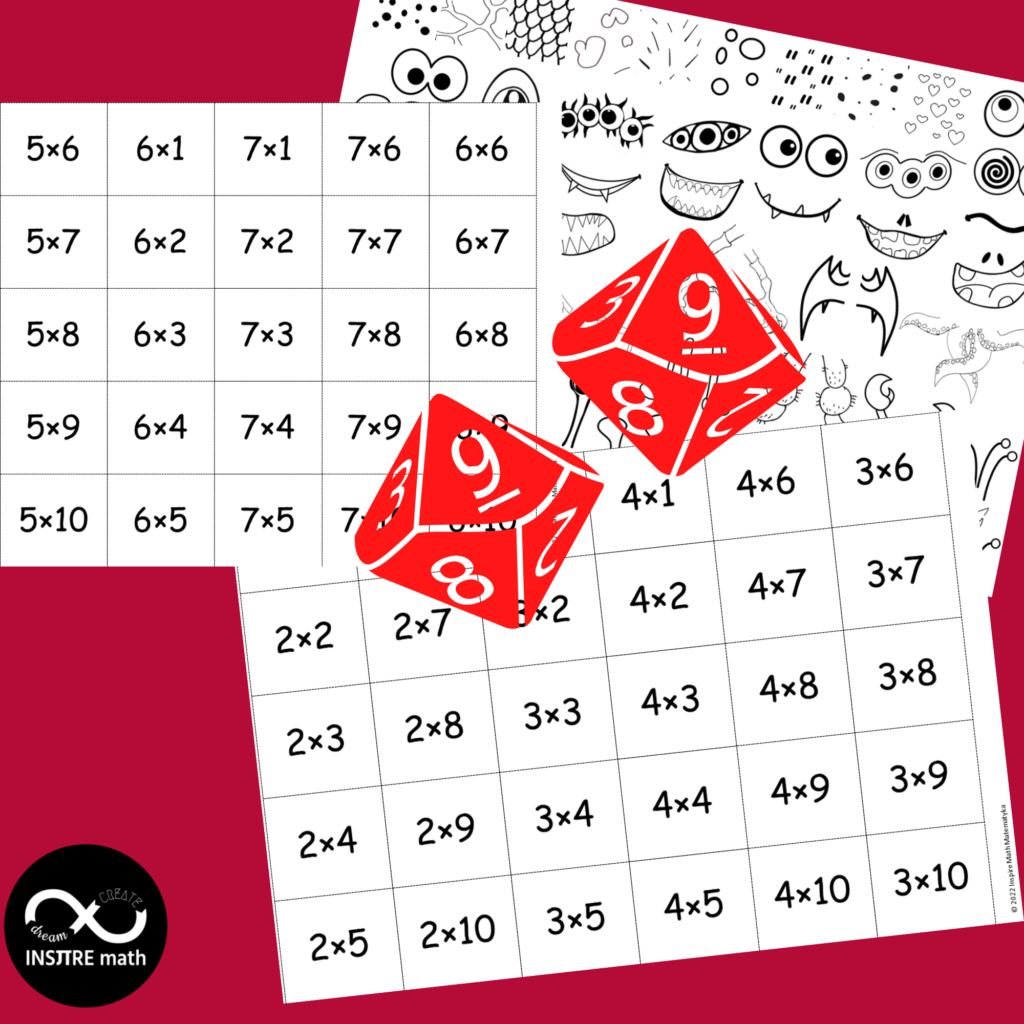 Halloween Math Craft Multiplication Game Facts to 10 Roll Multiply Draw ...