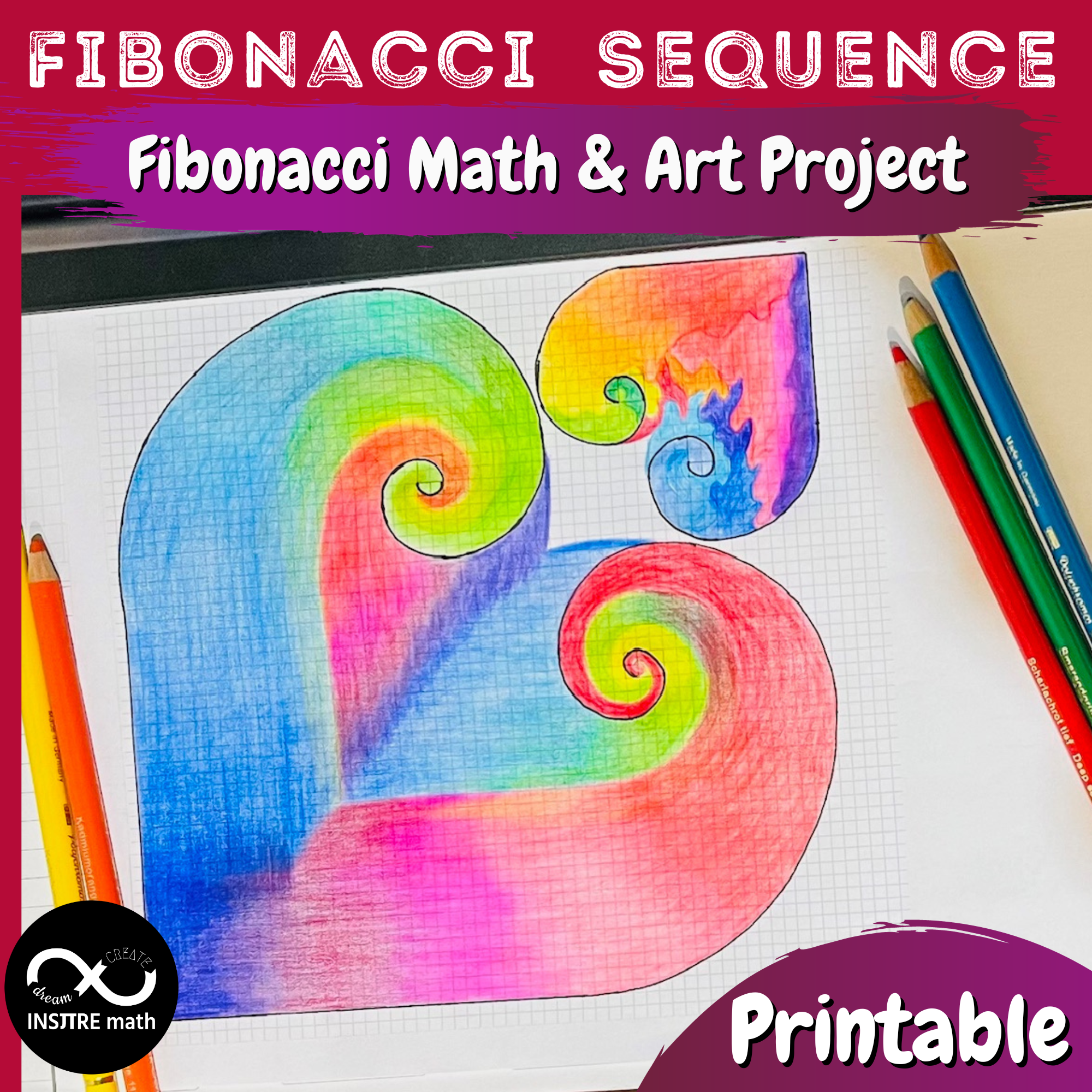 Fibonacci Day Math & Art Project Fibonacci Hearts Spiral Rectangle ...