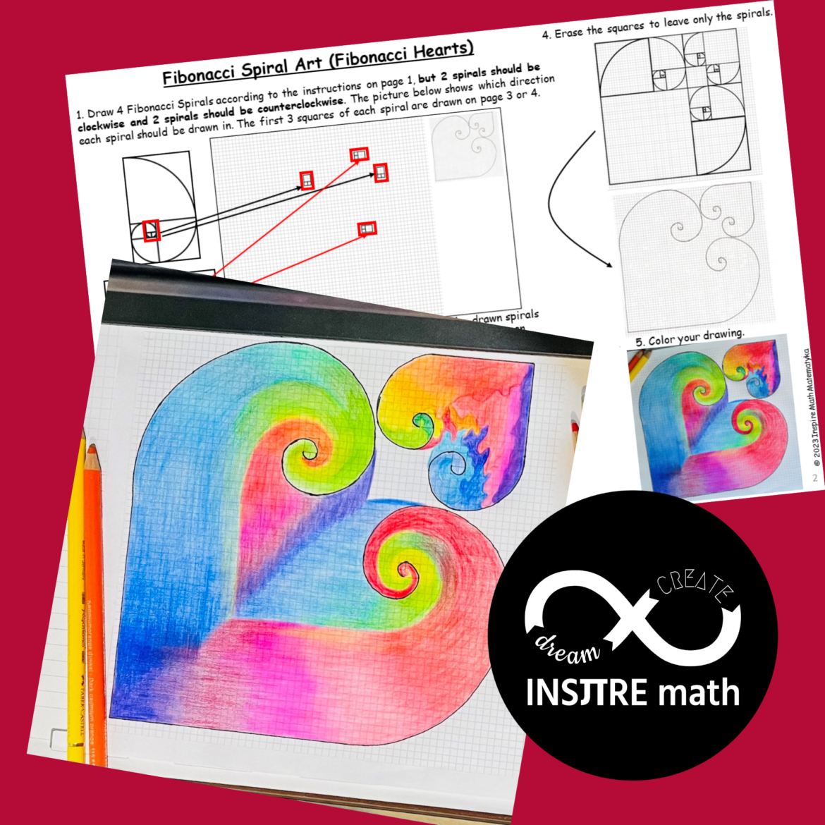 Fibonacci Day Math & Art Project Fibonacci Hearts Spiral Rectangle ...