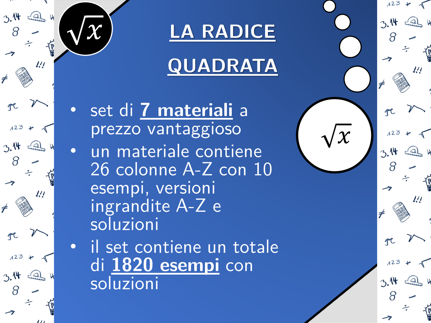 Radice quadrata | matematica | pacchetto promozionale • Edudoro