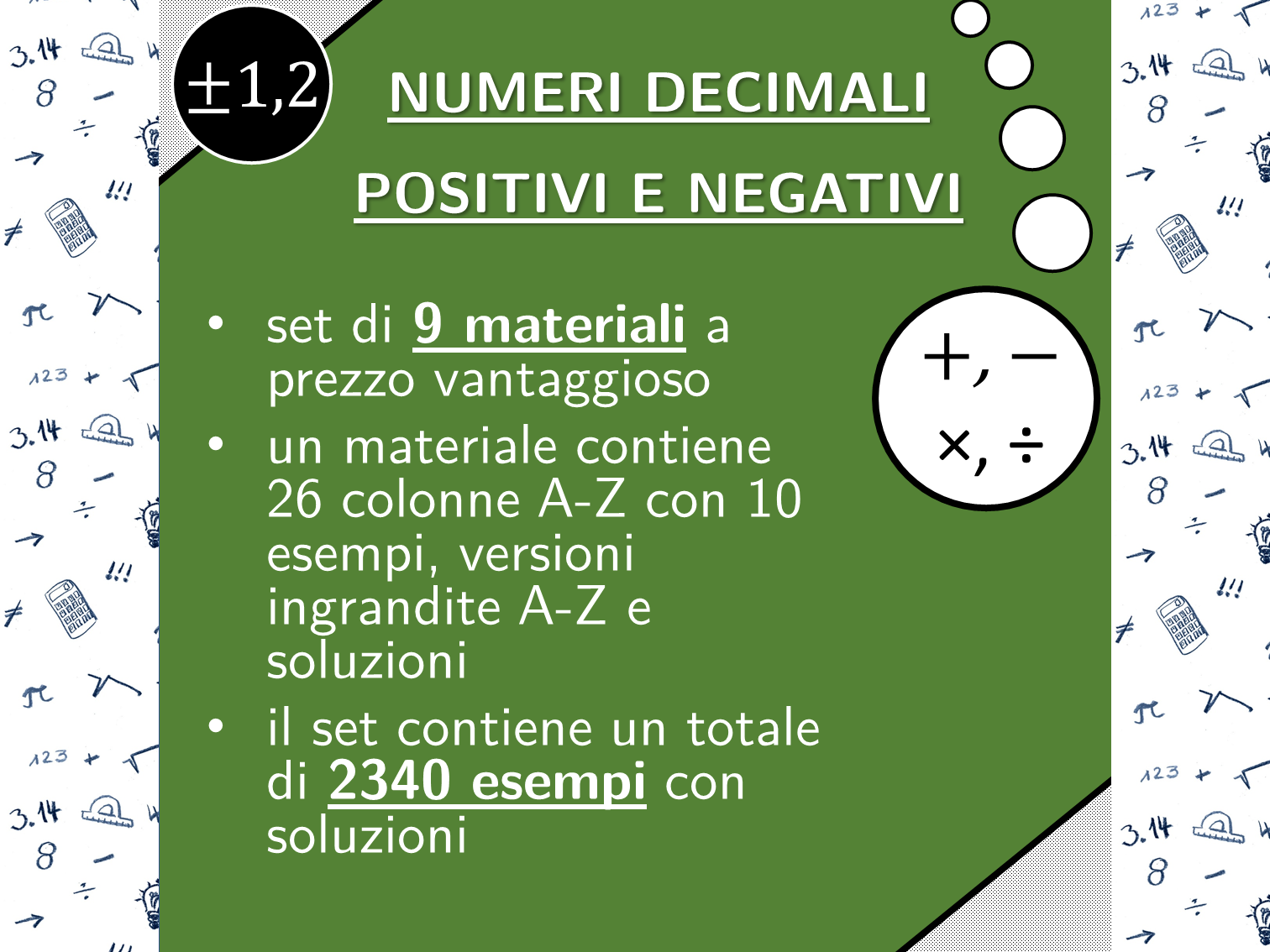 Numeri decimali positivi e negativi | matematica | pacchetto promozionale • Edudoro